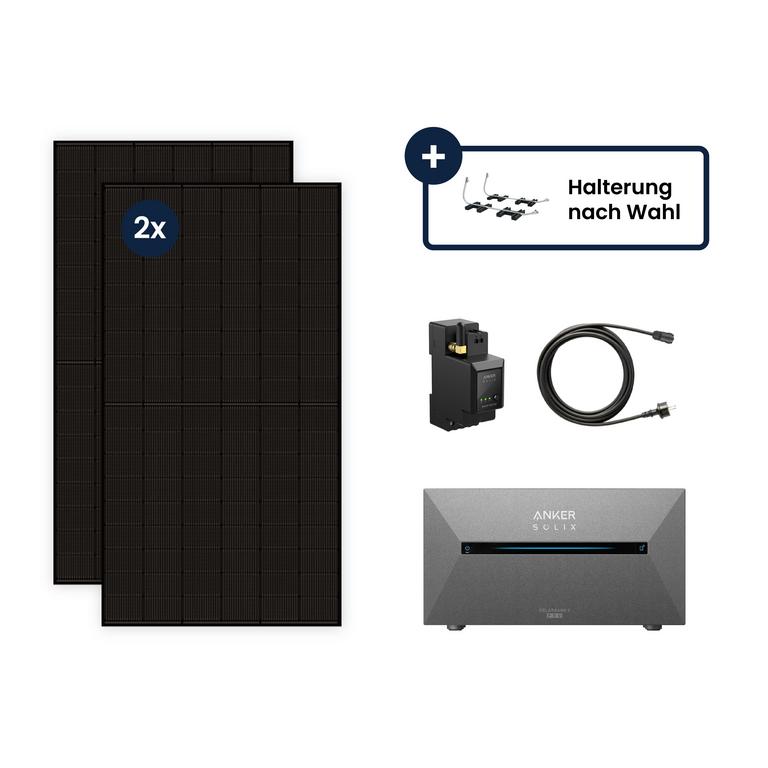 Balkonkraftwerk 860W inkl. Anker SOLIX Solarbank 2 E1600 PRO